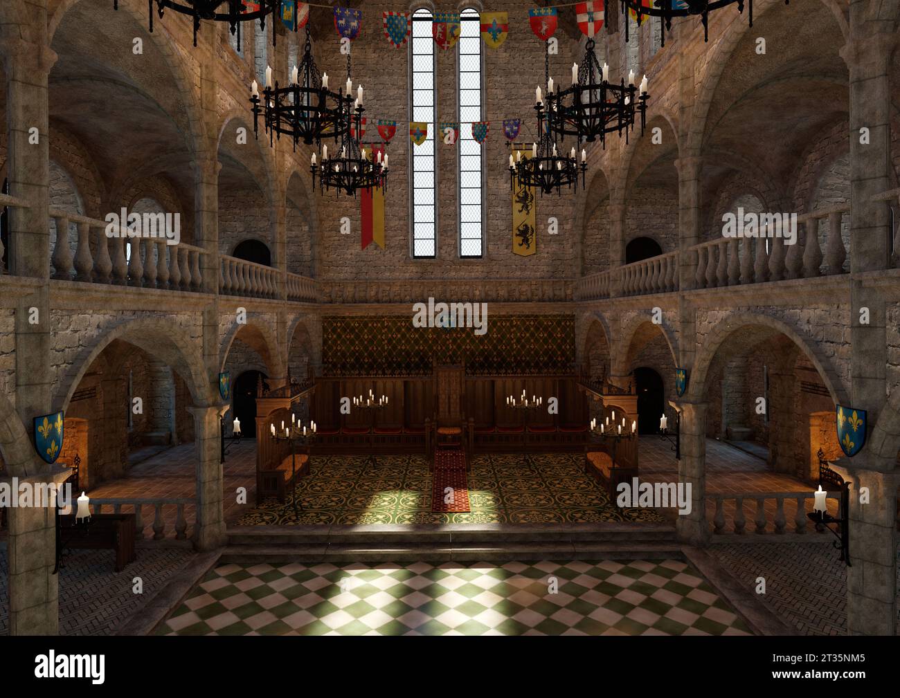 3D rendering of a fairy tale medieval castle interior Stock Photo - Alamy