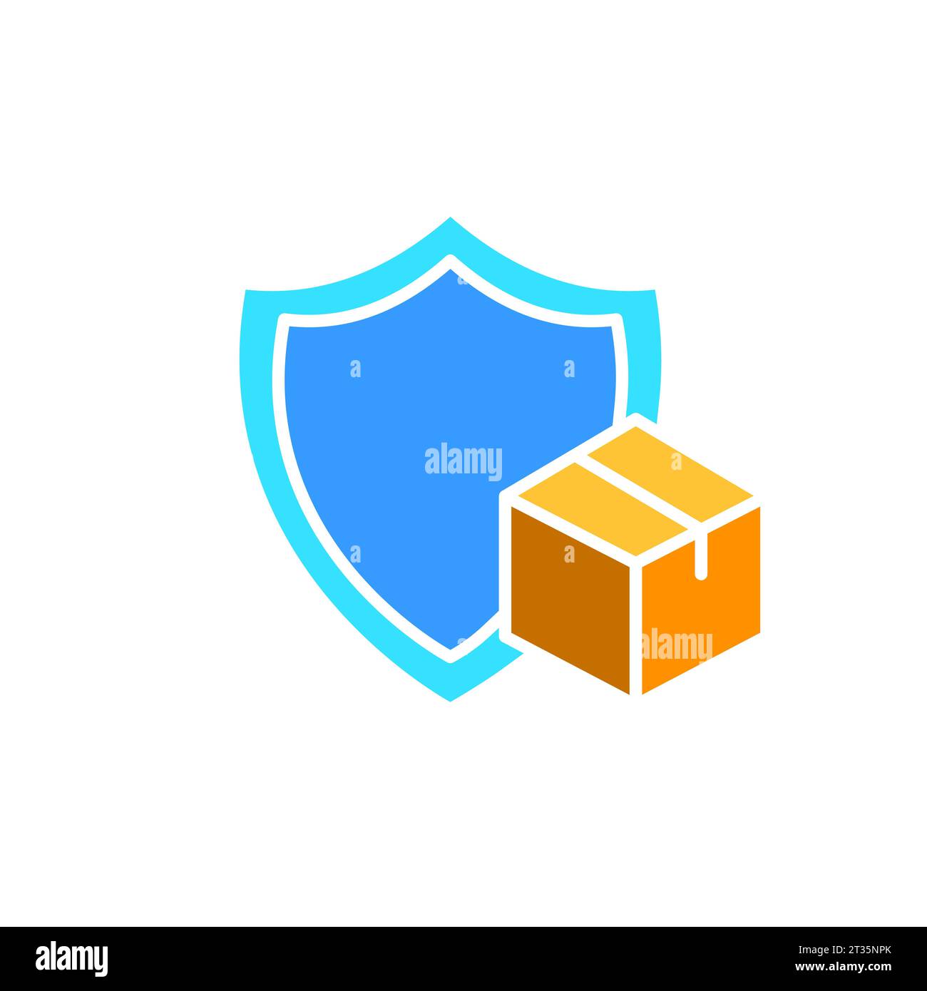 Shield with boxes line icon. Delivery, mail, van, moving to a new home ...