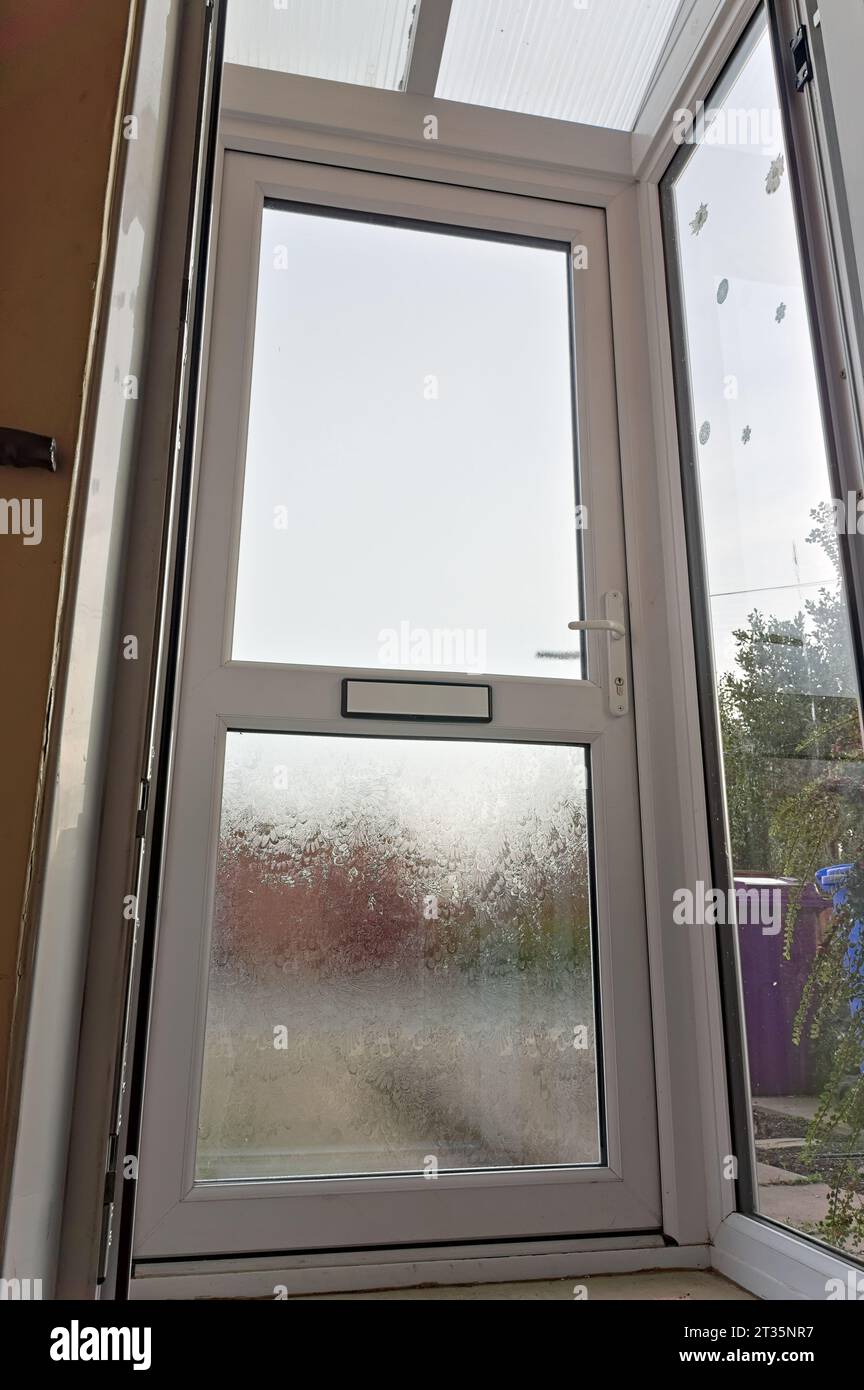 a modern UPVC front porch viewed from the inside of a home Stock Photo ...