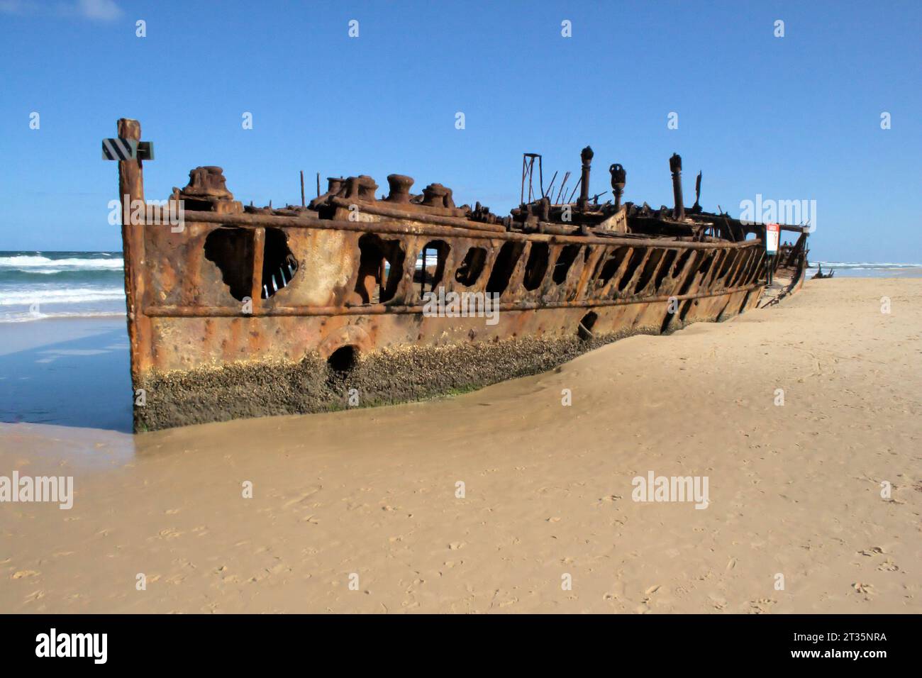The old rusted Maheno Shipwreck, S.S Maheno on Fraser Island (K'Gari ...