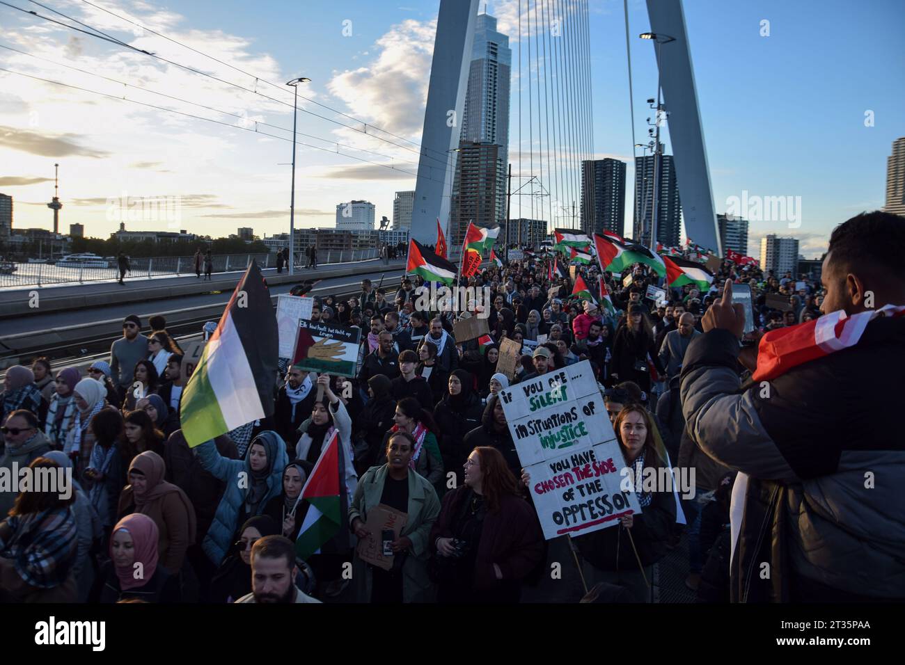 Rotterdam, Netherlands. 22nd Oct, 2023. Pro-Palestine protesters ...
