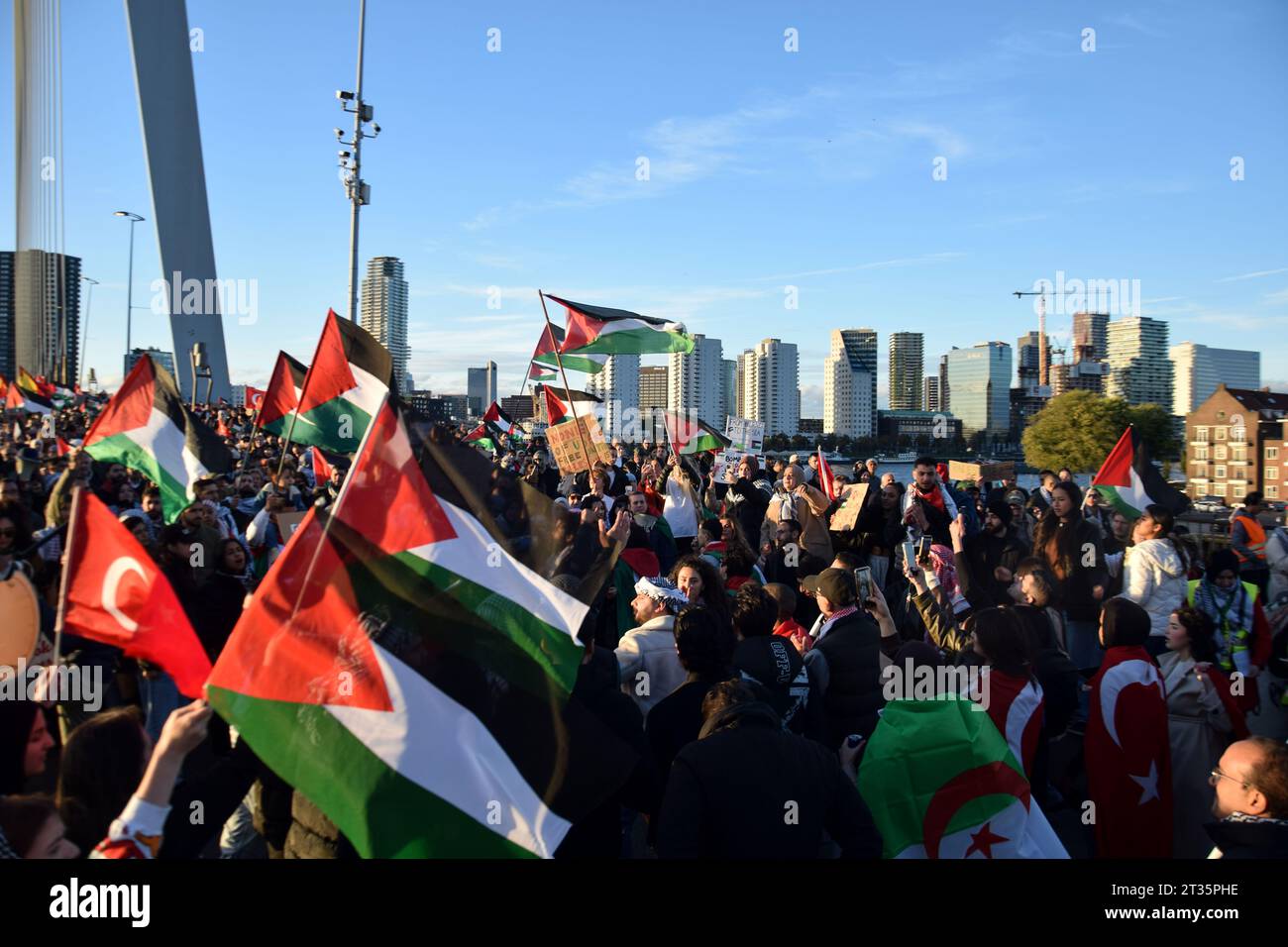 Rotterdam, Netherlands. 22nd Oct, 2023. Pro-Palestine protesters ...