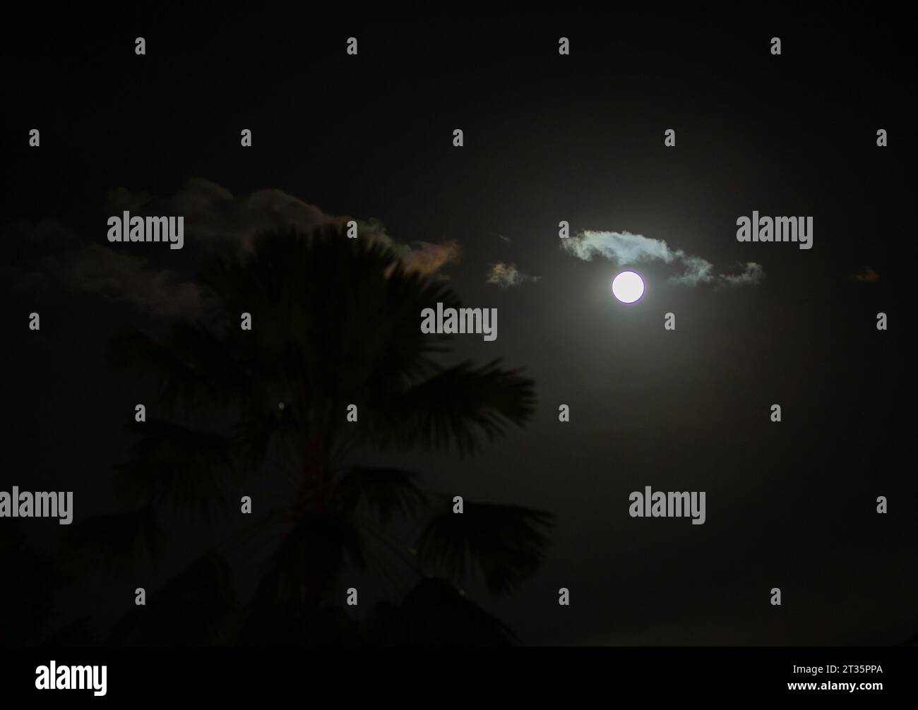 Moon in night sky with full moon. Concept of spooky, horror, Halloween ...