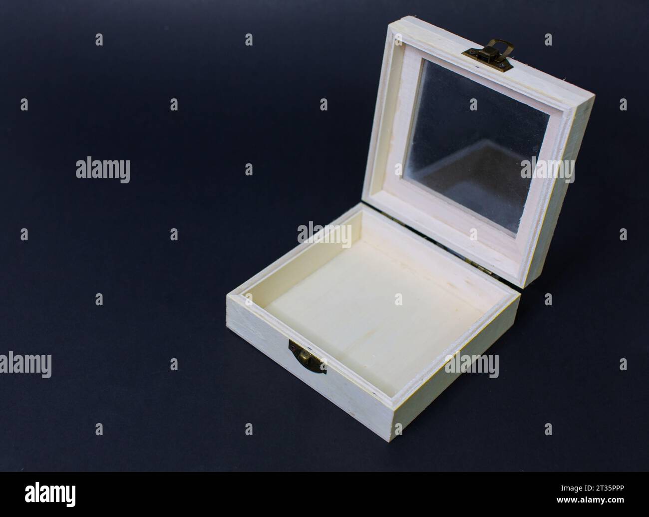 Empty Small Light Brown Wooden Box Isolated latch open container object ...