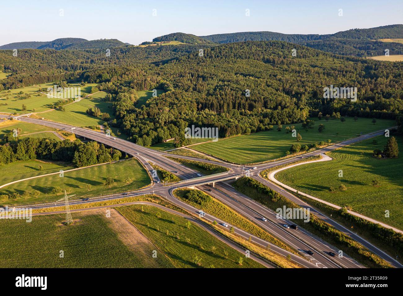 Germany, Baden-Wurttemberg, Aerial view of Bundesstrasse 10 and ...
