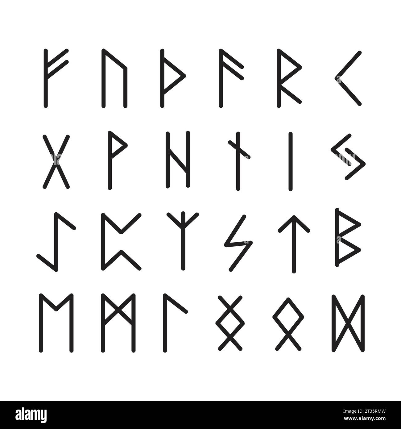 Set runes scandinavian alphabet, esoteric symbols mystyc in doodle ...