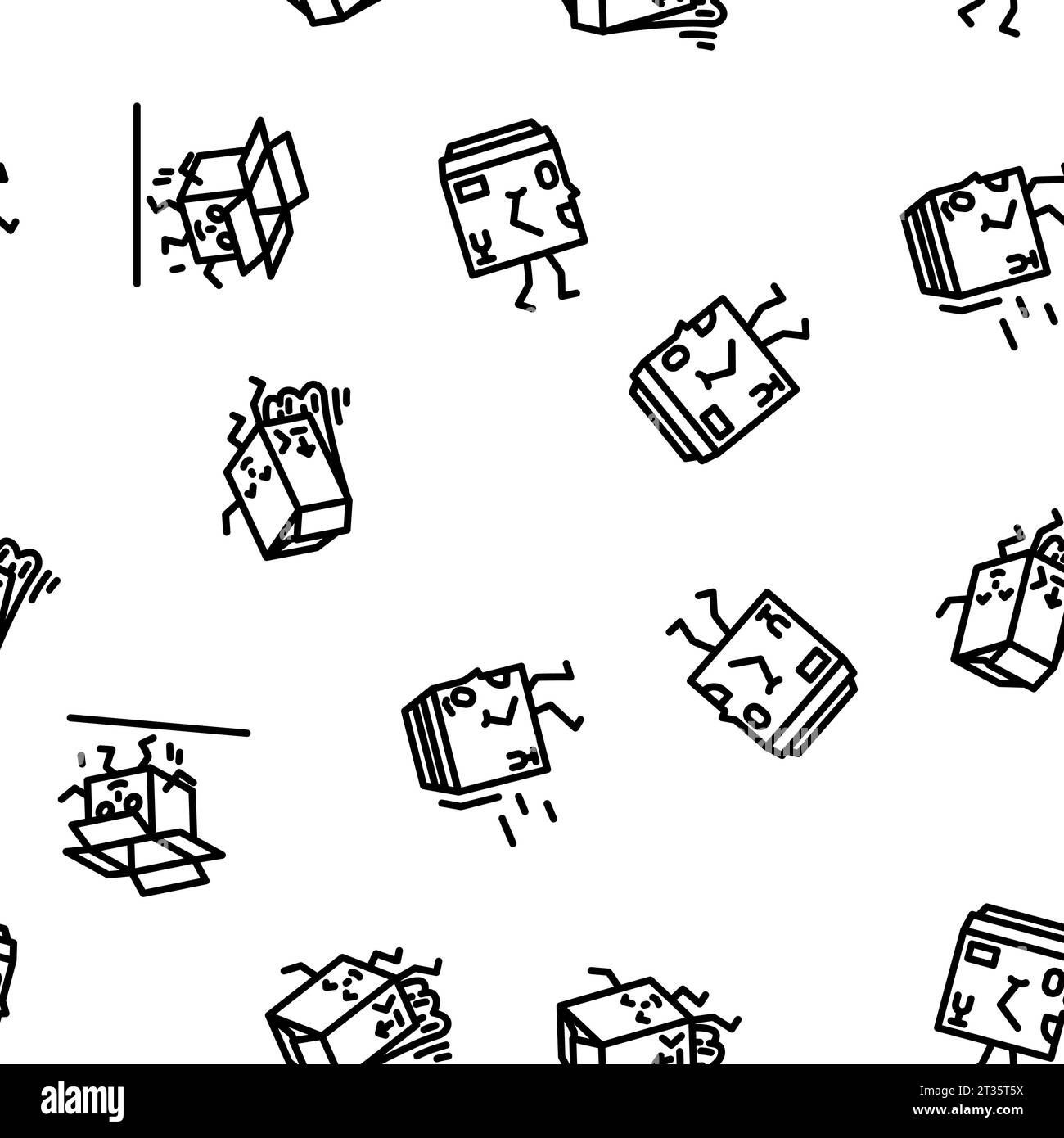 cardboard box character seamless pattern vector Stock Vector Image ...