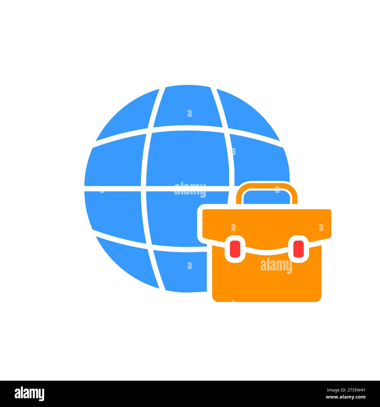 Planet with a suitcase line icon. Geography, study, science, continent ...