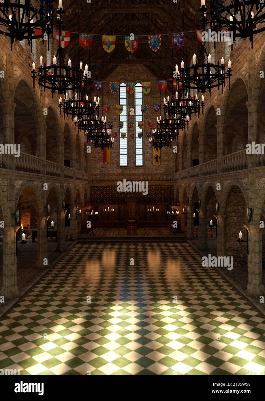 3D rendering of a fairy tale medieval castle interior Stock Photo - Alamy