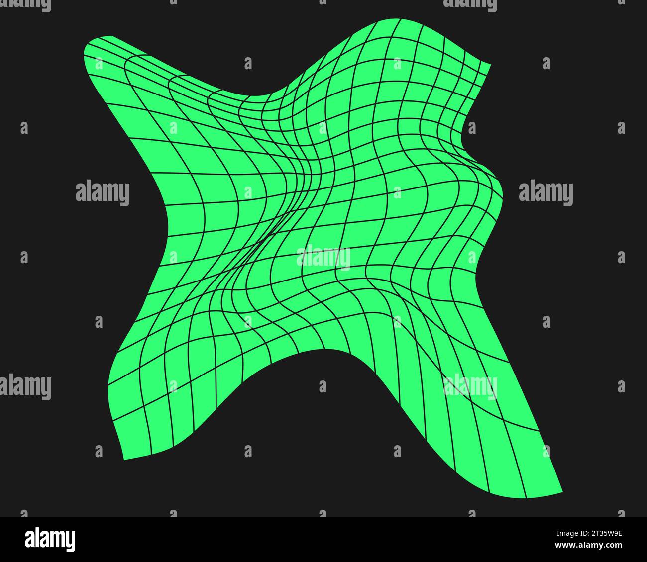 Distorted cyber grid. Cyberpunk geometry element y2k style. Isolated ...