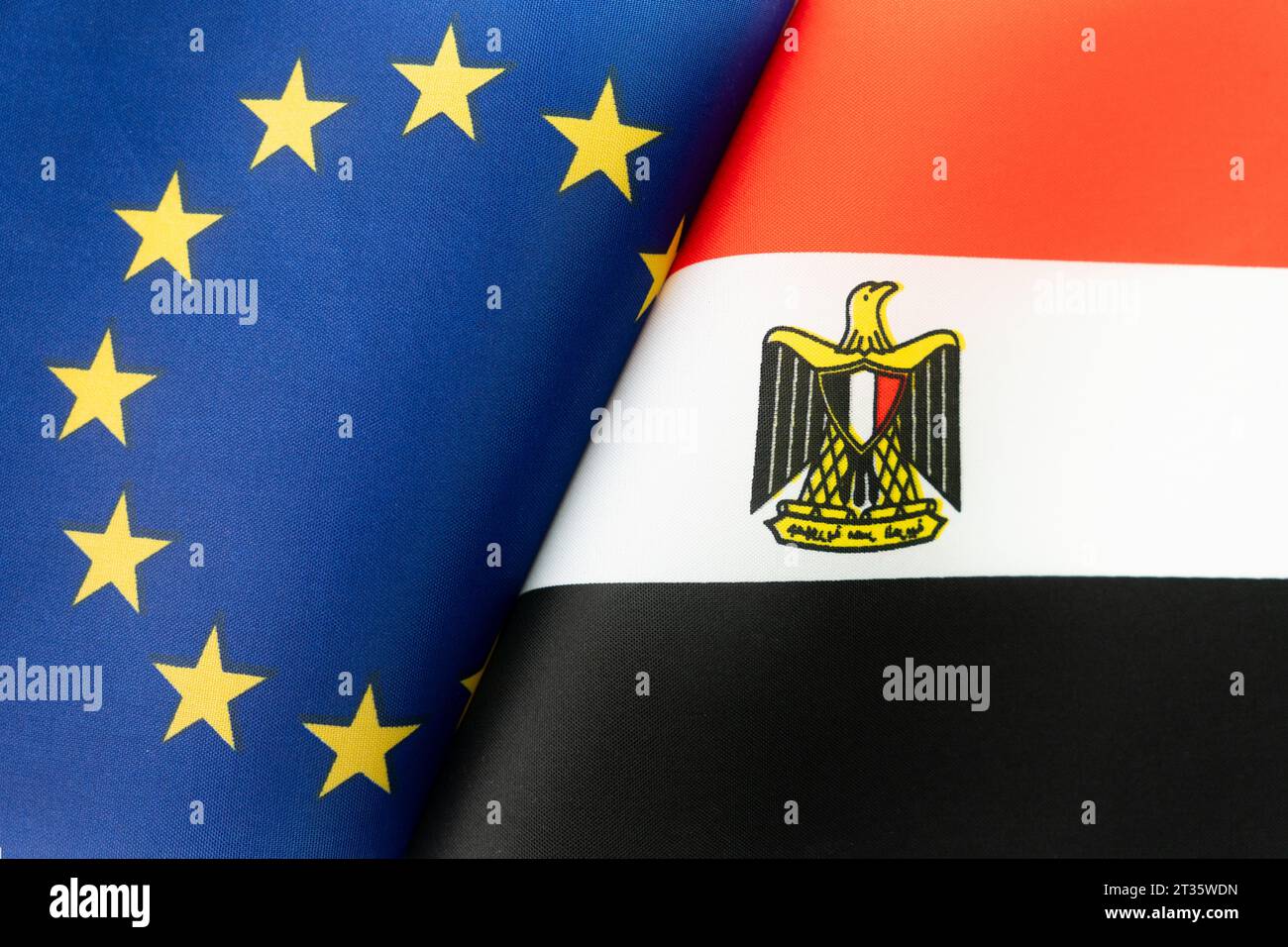 Flags of the Egypt, European union. The concept of international ...