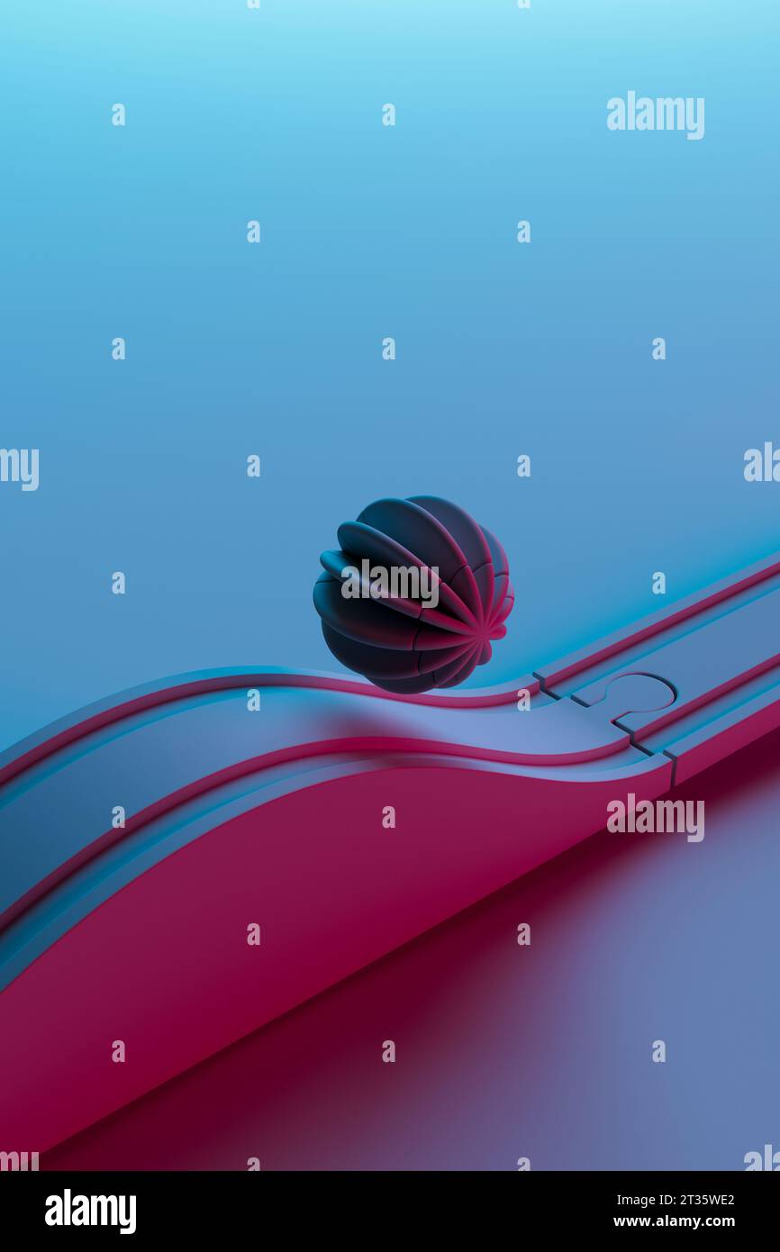 3D render of spherical object bouncing along toy track Stock Photo - Alamy