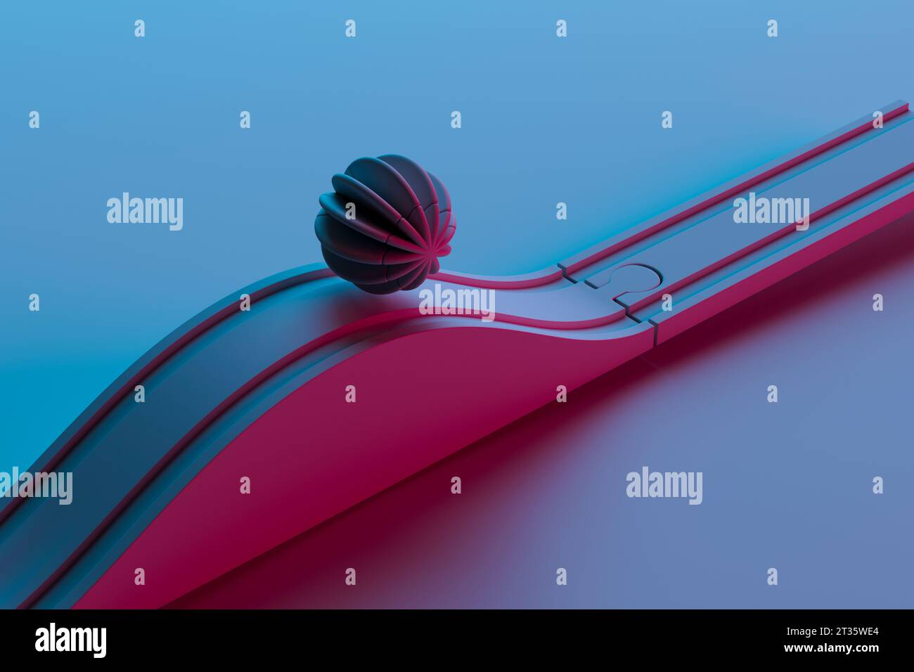 3D render of spherical object balancing on toy track Stock Photo - Alamy