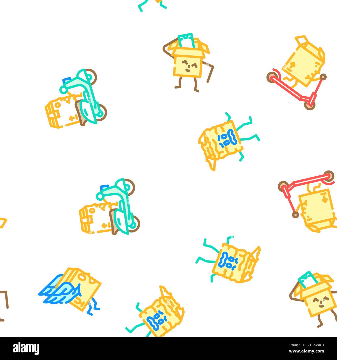 cardboard box character seamless pattern vector Stock Vector Image ...