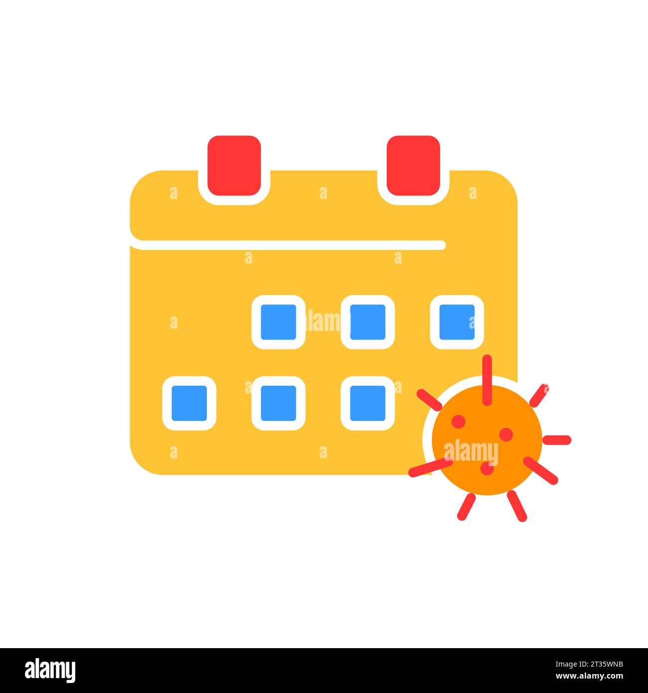 Calendar with virus line icon. Disease, flu, bacteria, microbe epidemic ...