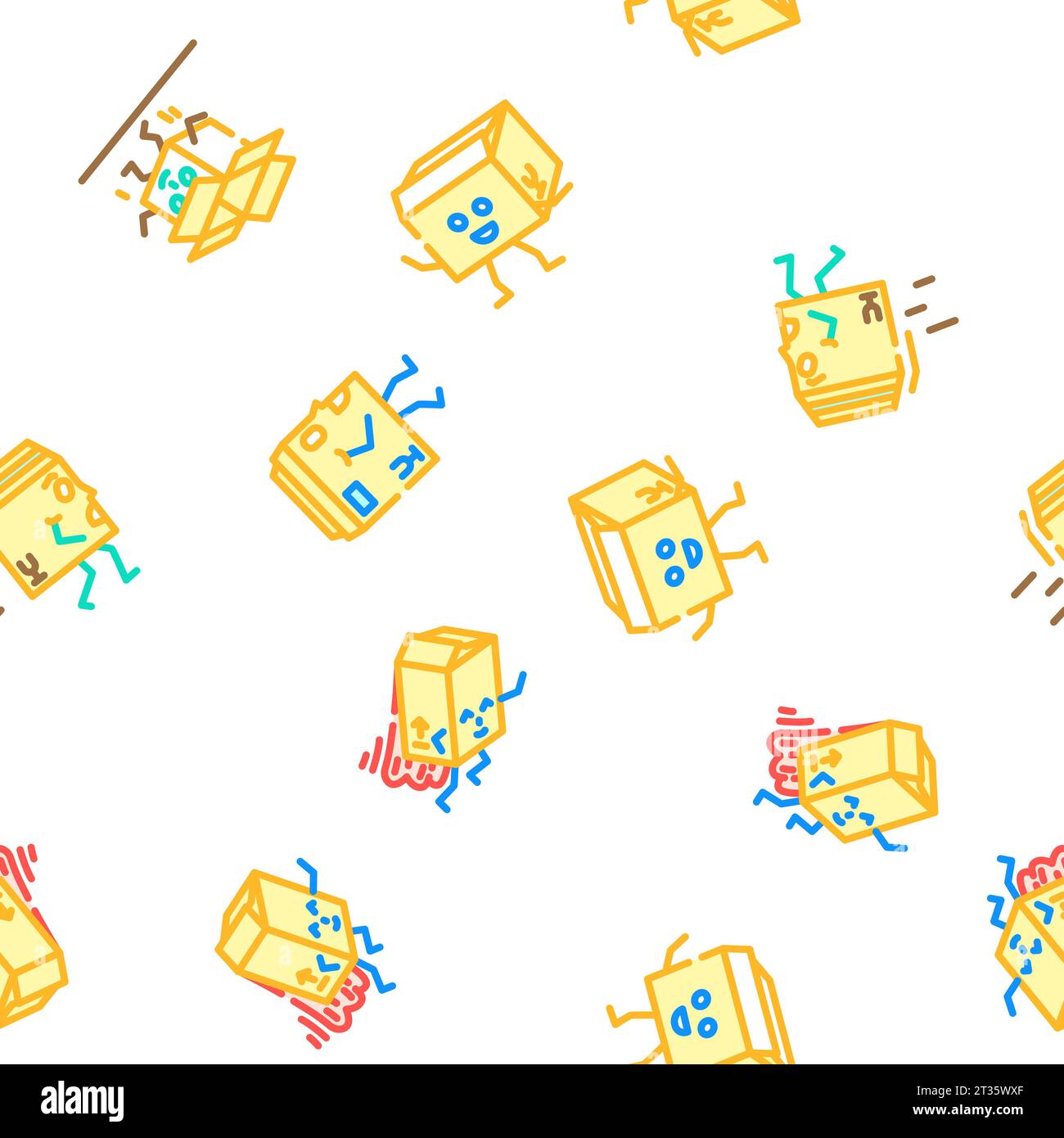 cardboard box character seamless pattern vector Stock Vector Image ...