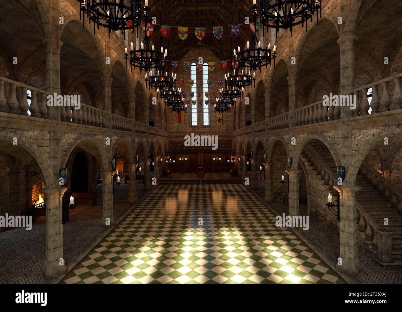 3D rendering of a fairy tale medieval castle interior Stock Photo - Alamy