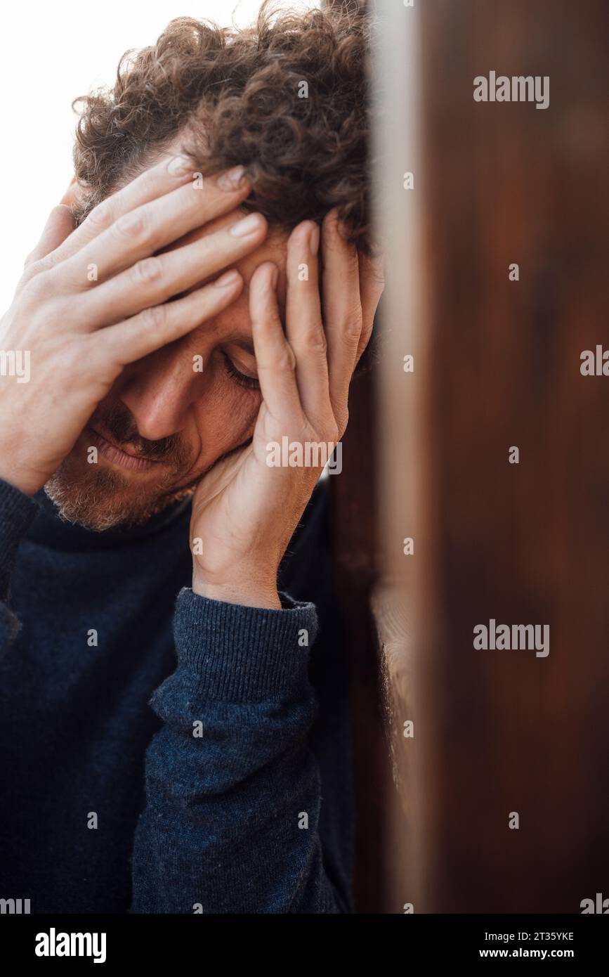 Depressed man eyes closed hi-res stock photography and images - Alamy