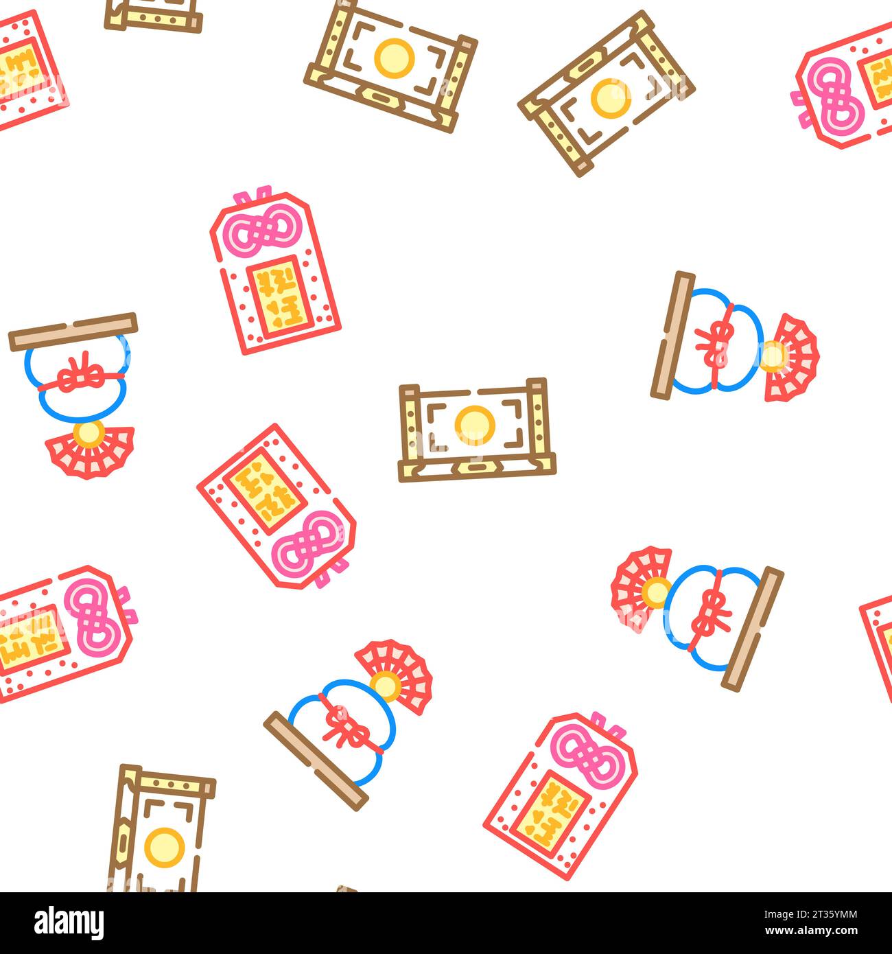 shinto japan shrine travel vector seamless pattern Stock Vector Image ...