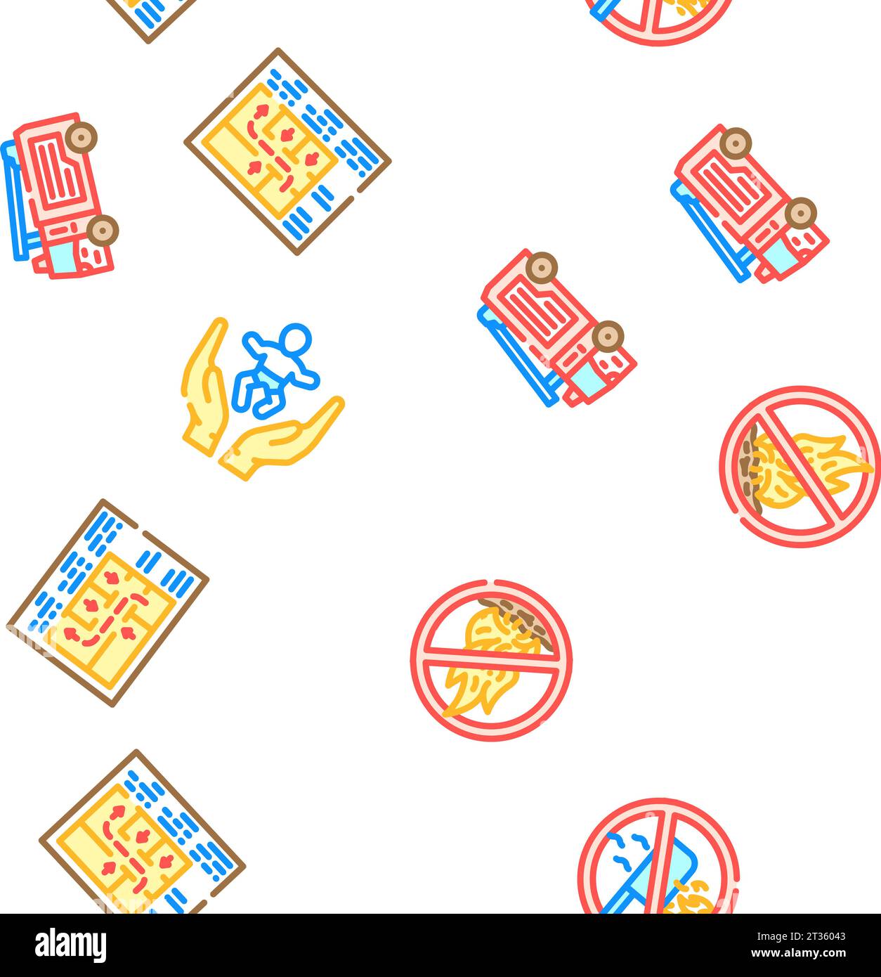 emergency fire exit safety escape vector seamless pattern Stock Vector ...