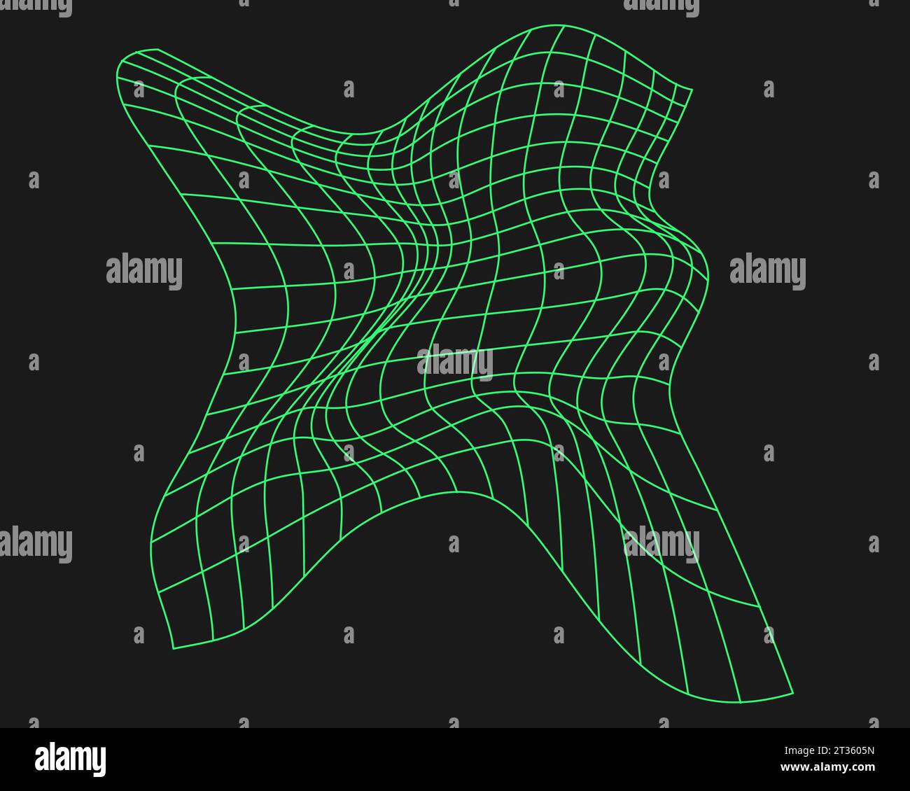 Distorted cyber grid. Cyberpunk geometry element y2k style. Isolated ...