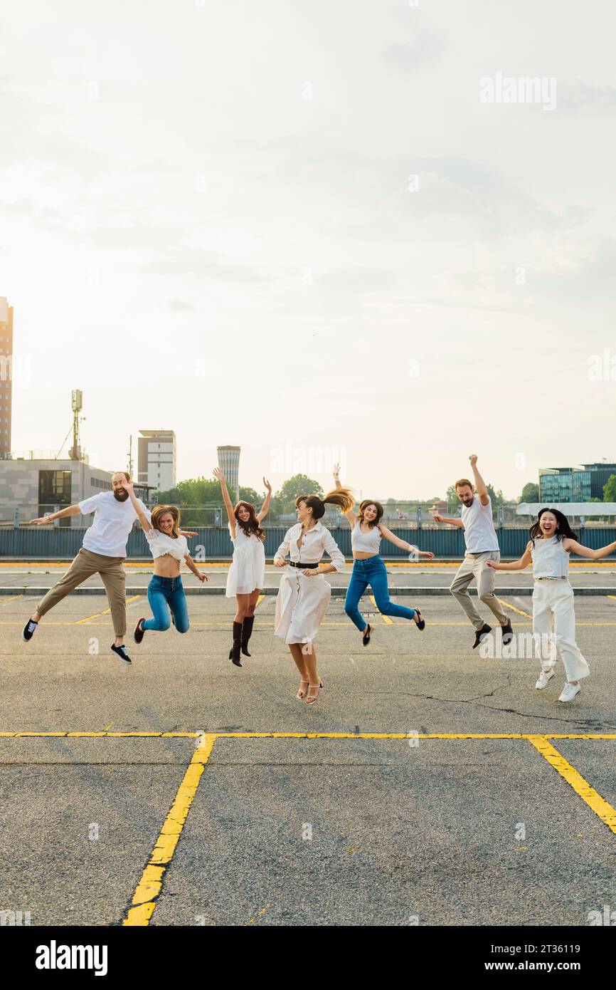 Asian jumping happy sky hi-res stock photography and images - Alamy