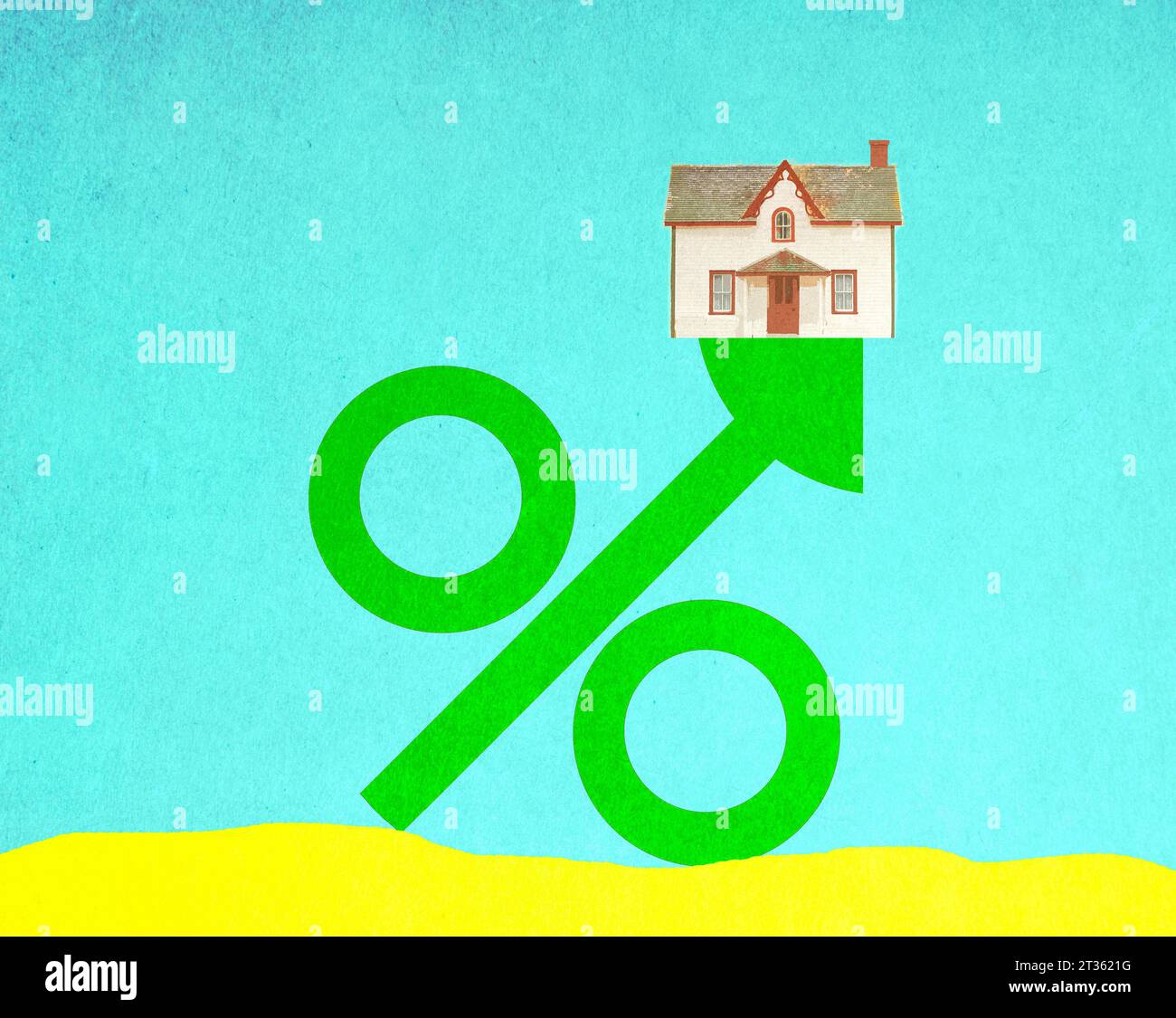 Illustration of house on top of oversized percentage sign symbolizing ...