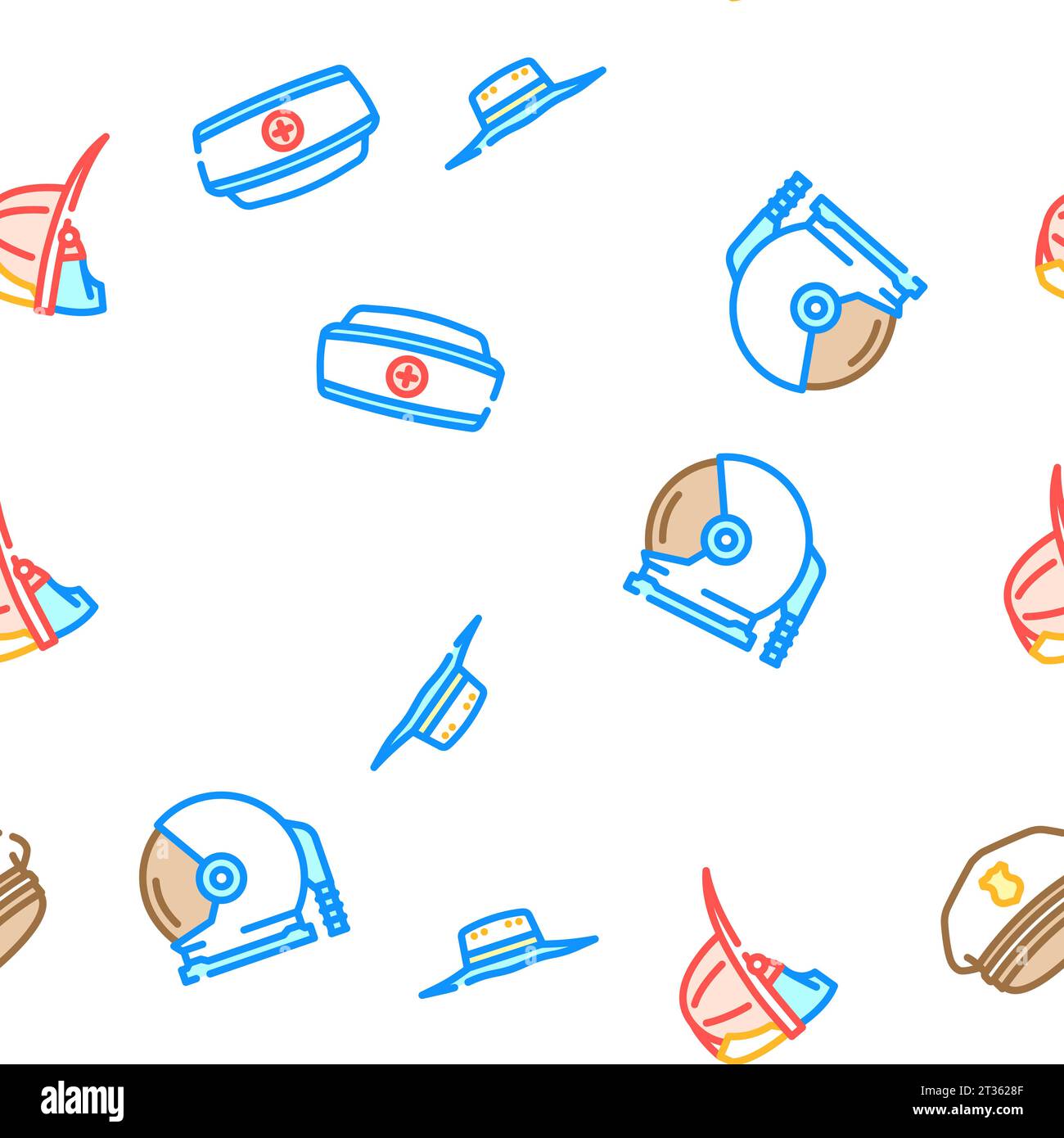 hat cap white head vector seamless pattern Stock Vector Image & Art - Alamy