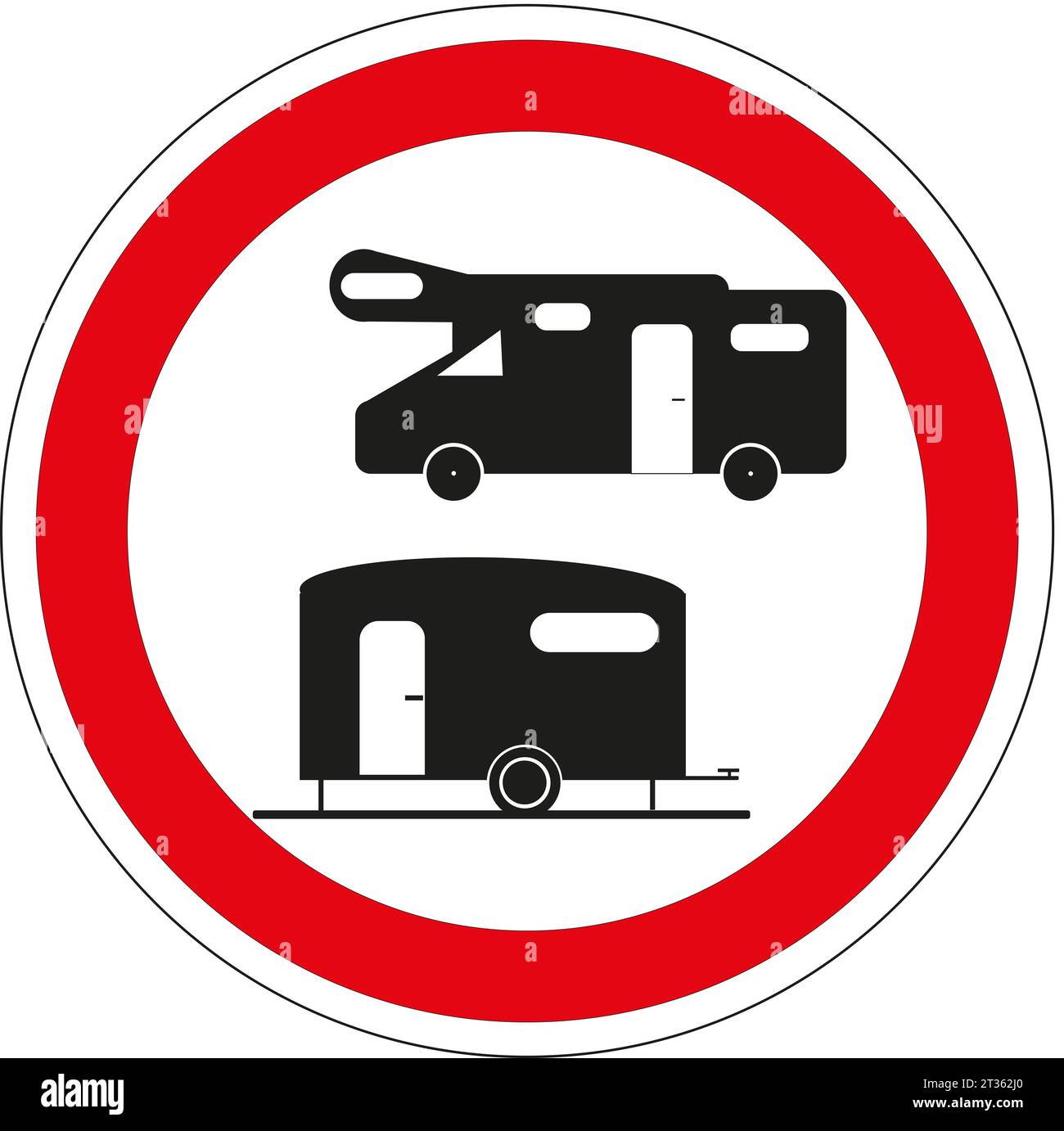 French road sign: Forbidden to motorhomes and caravans Stock Photo - Alamy