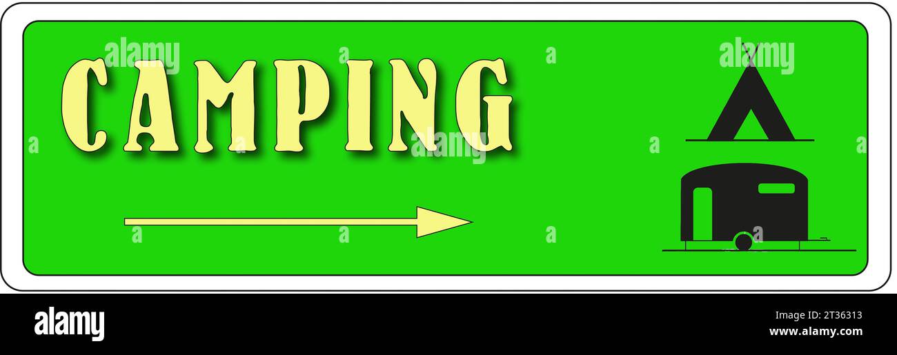 Camping sign for tents and caravans Stock Photo - Alamy