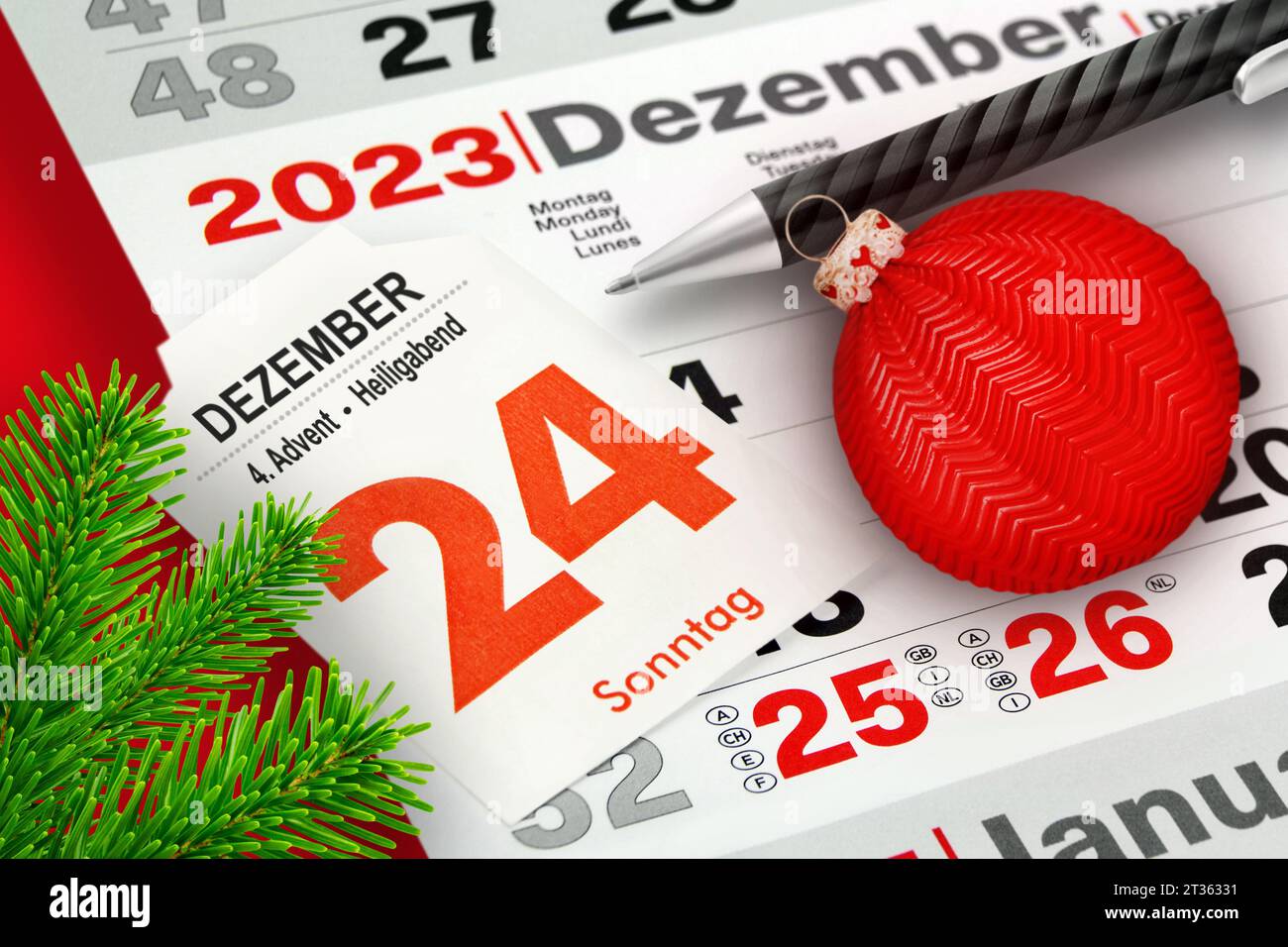 Deutscher Kalender 24. Dezember 2023 Weihnachten Heiligabend und ...