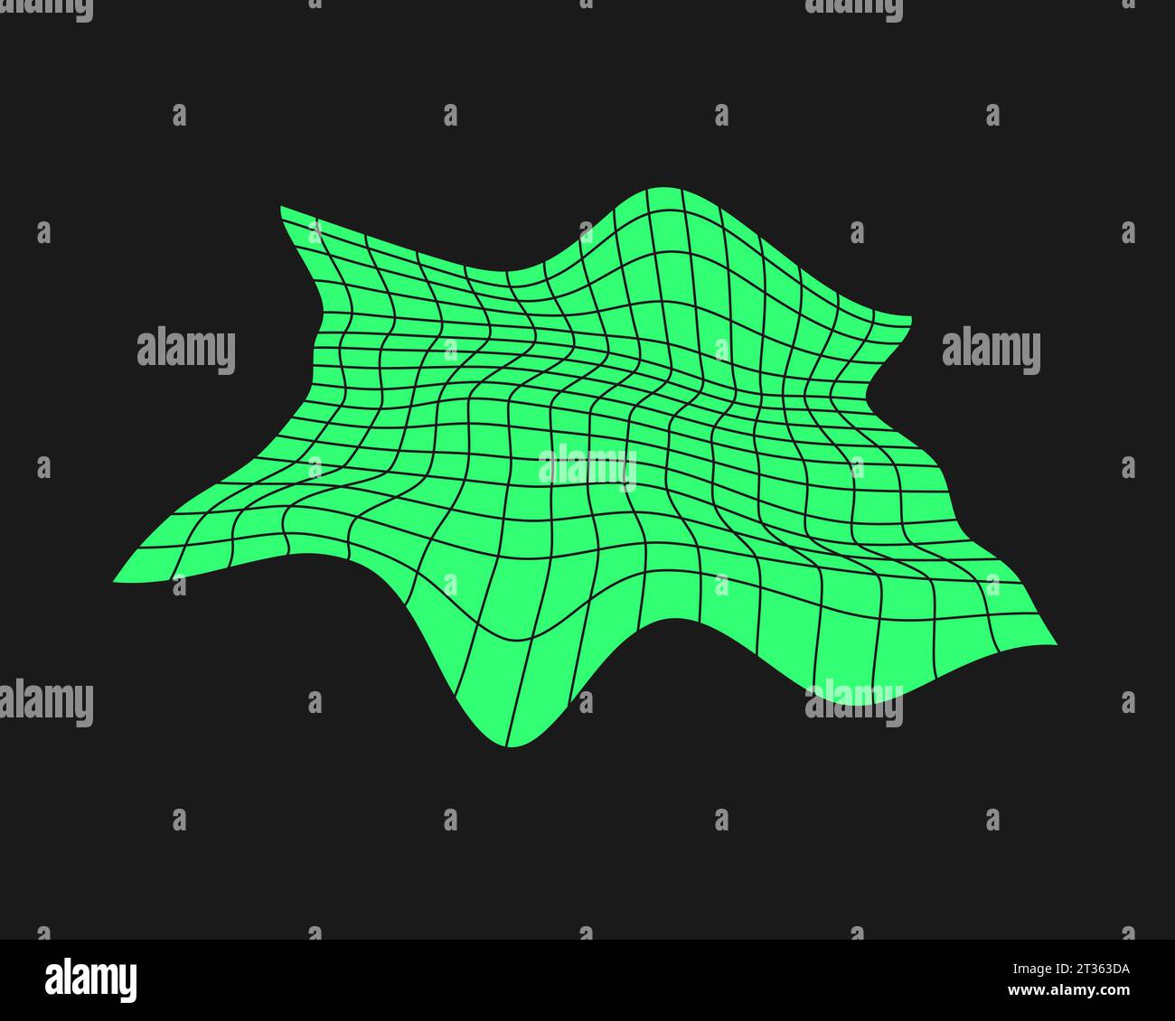 Distorted cyber grid. Cyberpunk geometry element y2k style. Isolated ...