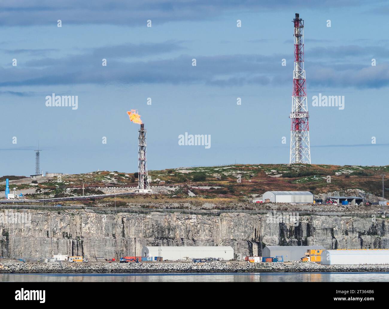 Hammerfest, Norway. 24th Aug, 2023. A burning gas flare at the ...