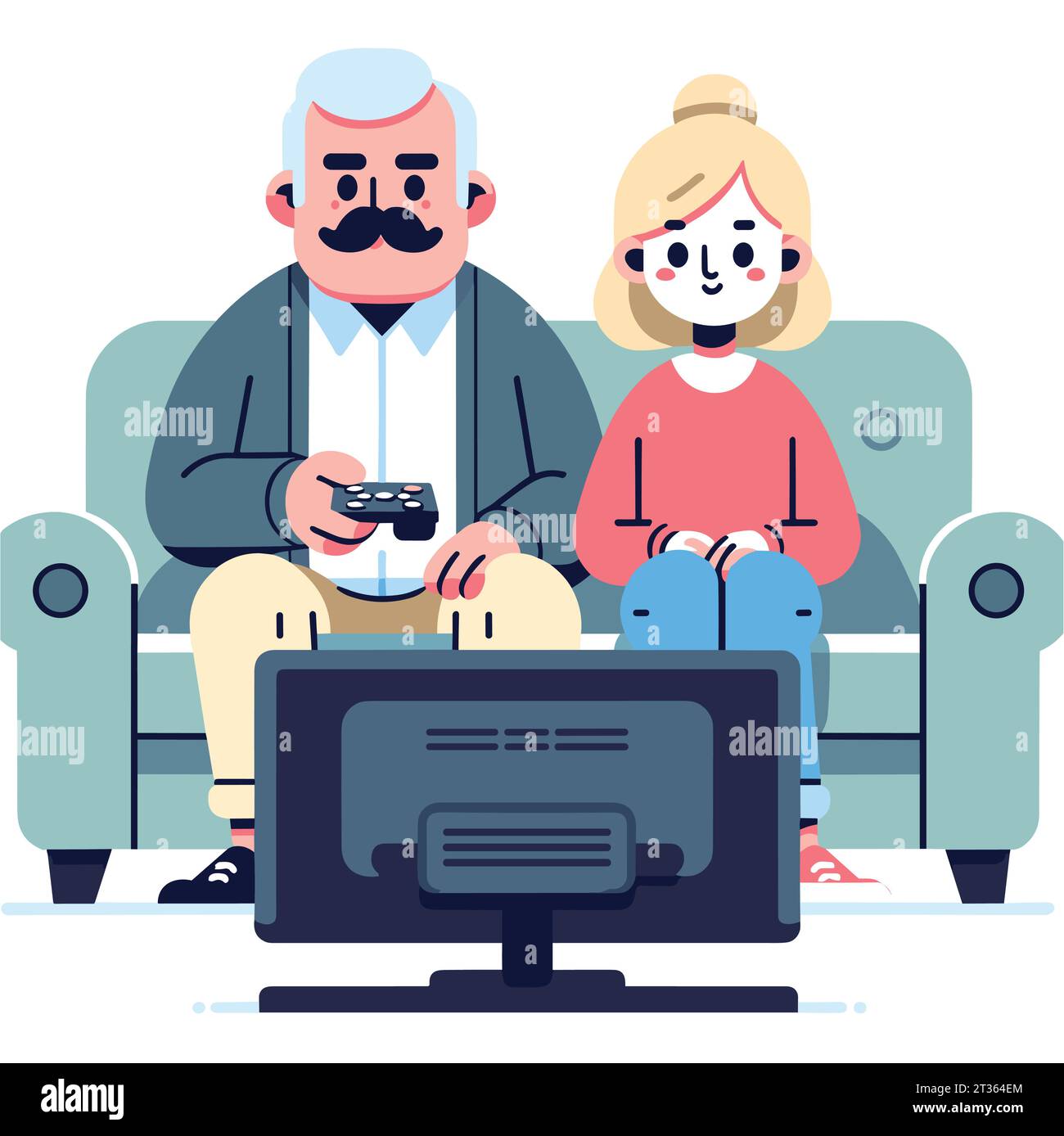 Mature couple watching TV Stock Vector Image & Art - Alamy