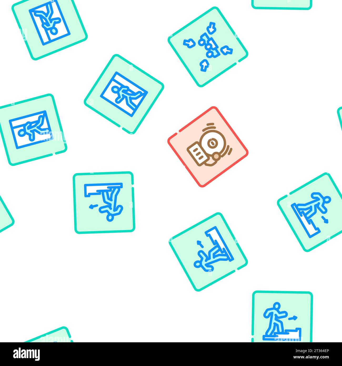 emergency fire exit safety escape vector seamless pattern Stock Vector ...