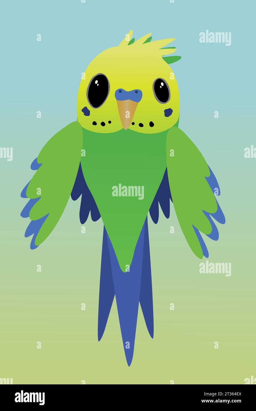 A very cute flying green budgerigar parakeet. It has big eyes Stock ...