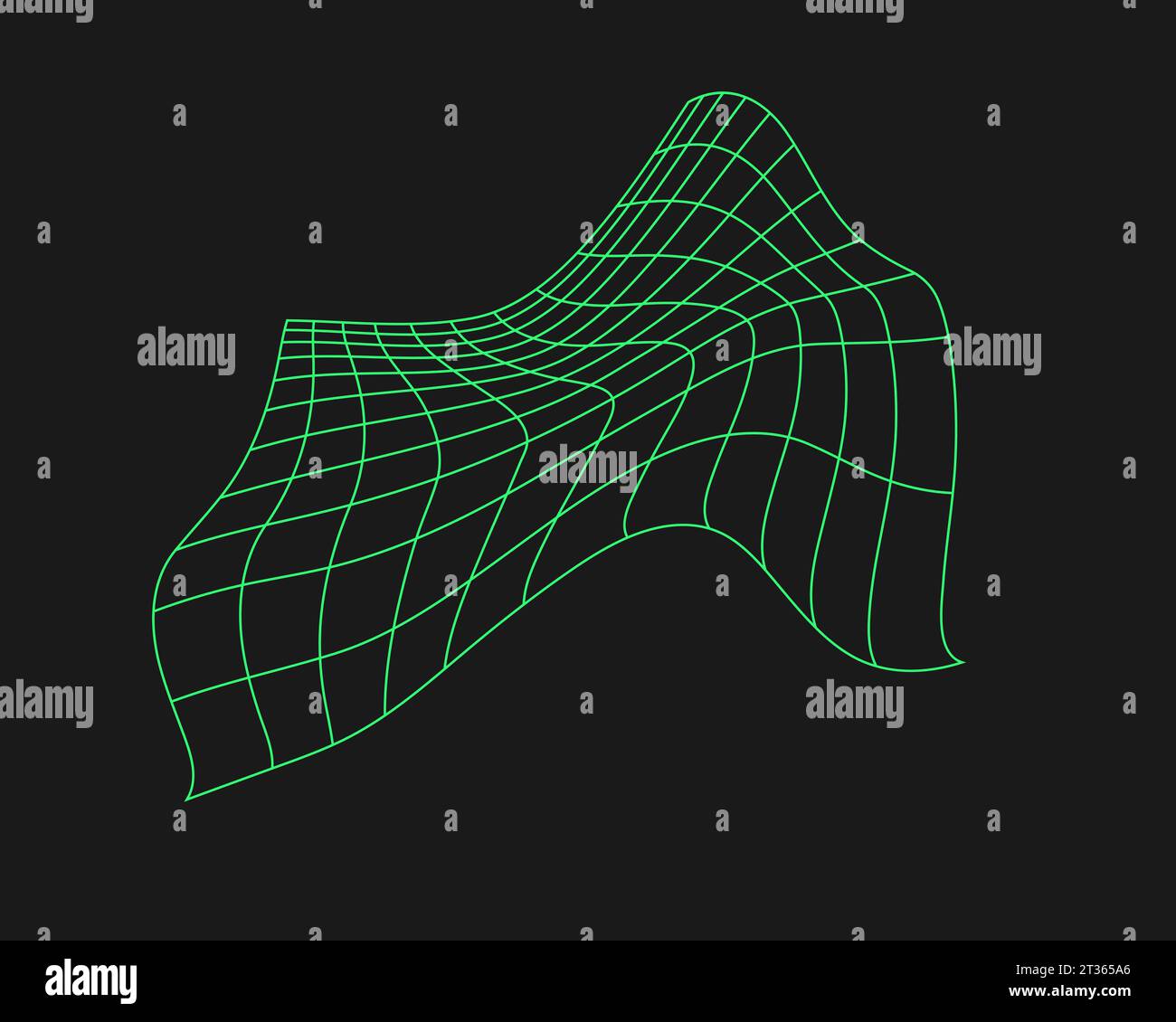 Distorted cyber grid. Cyberpunk geometry element y2k style. Isolated ...