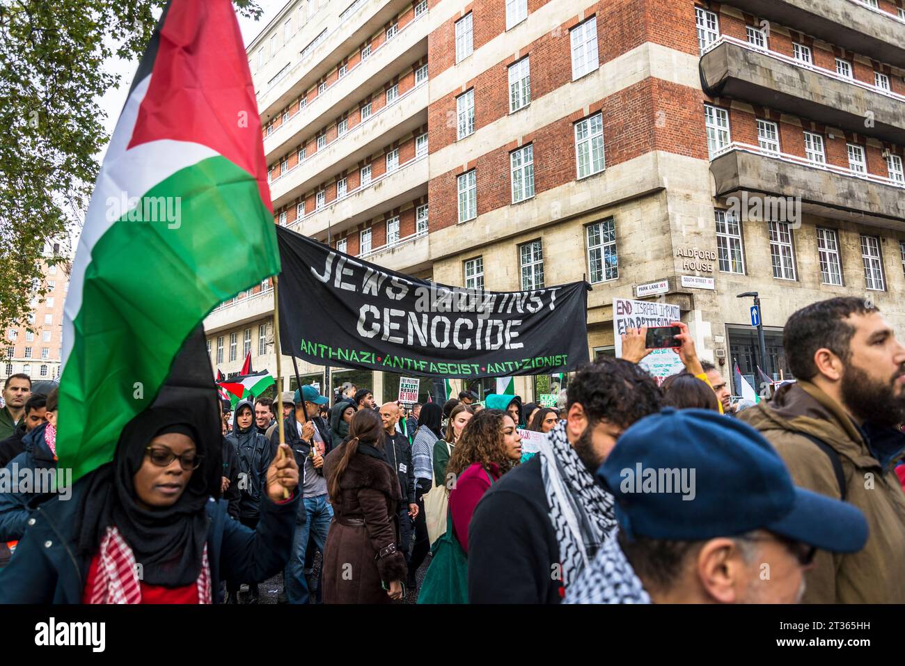 Jews against genocide banner, Pro-Palestinian protest in Central London ...