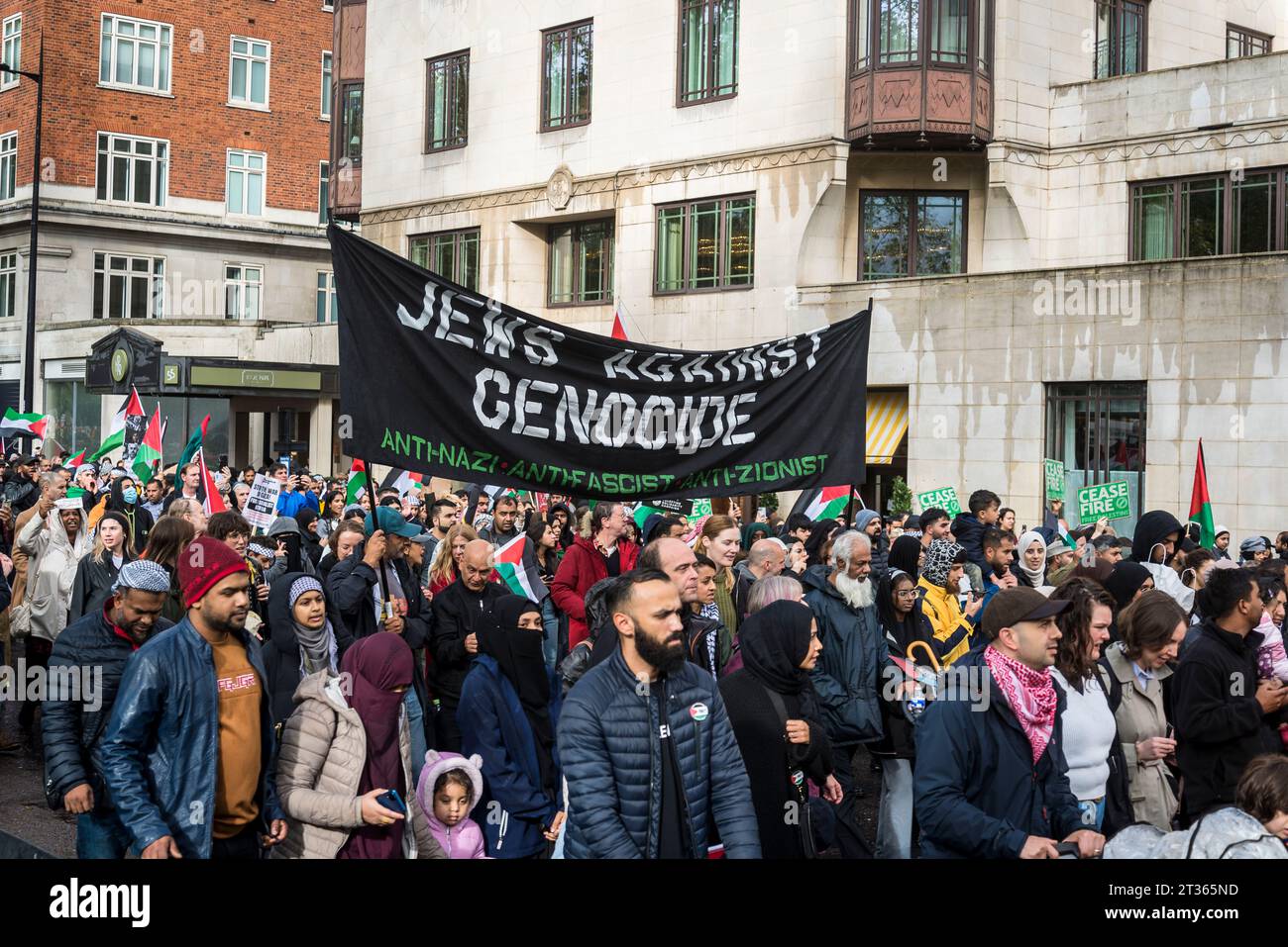 Jews against genocide banner, Pro-Palestinian protest in Central London ...