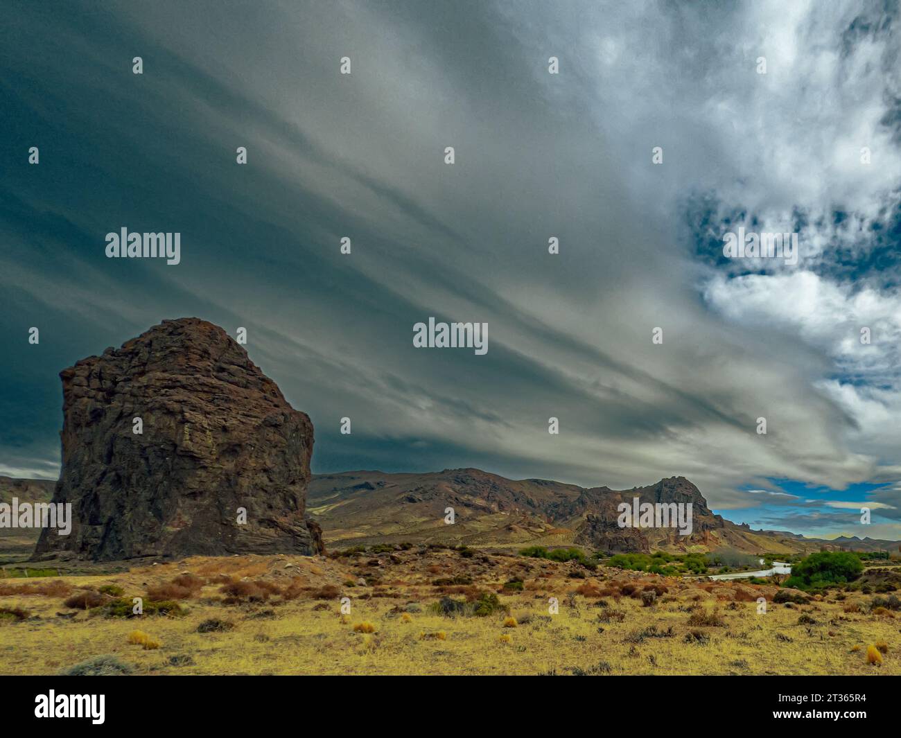 Standing Stone, iconic rock formation in a volcanic boiler Stock Photo ...