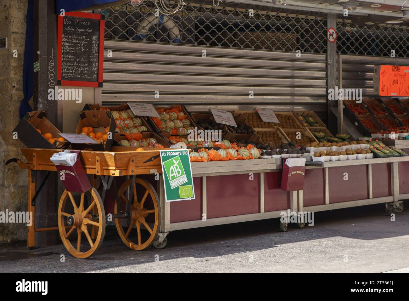 Food store selling fruits and vegetables in the Parisian street. PARIS ...