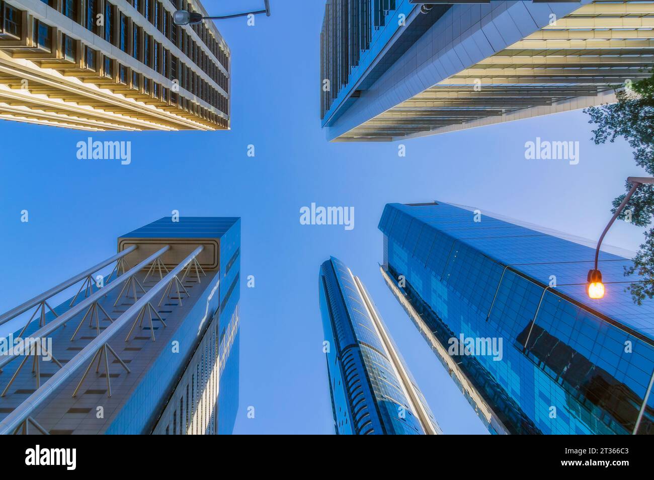Australia, Queensland, Brisbane, Low angle view of tall modern ...