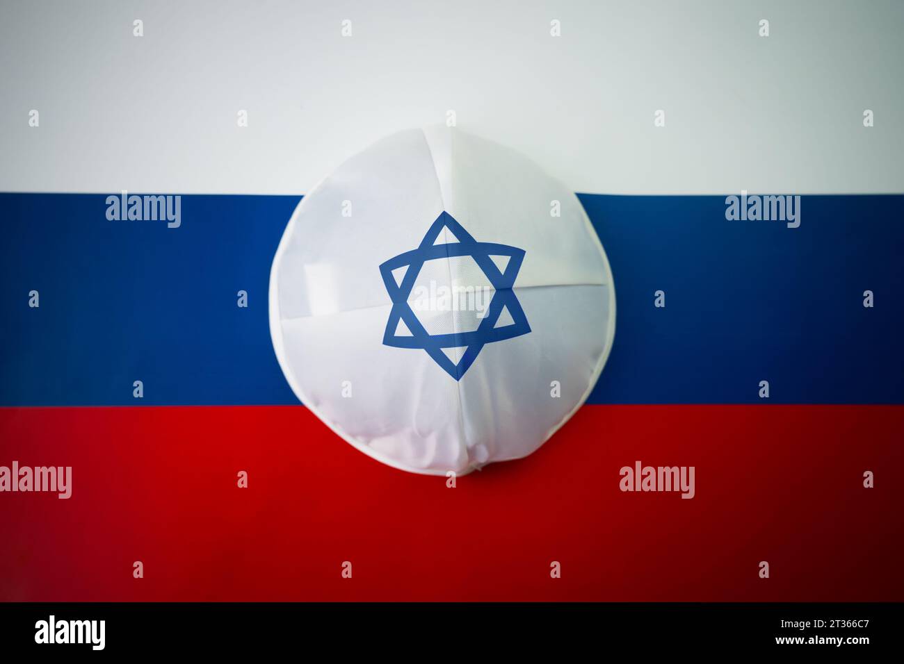Israeli kippah on the russian flag. The Jewish community in the country ...