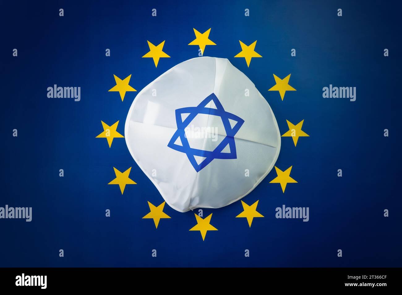 Israeli kippah on the European flag. The Jewish community in the ...