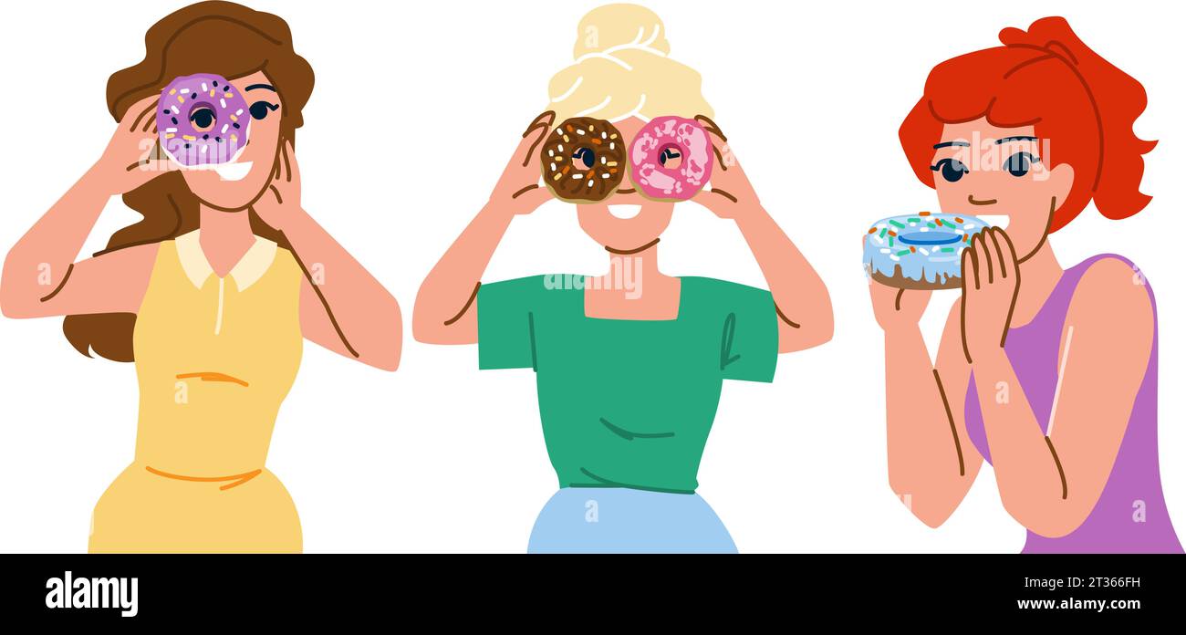 girl donut woman vector Stock Vector Image & Art - Alamy