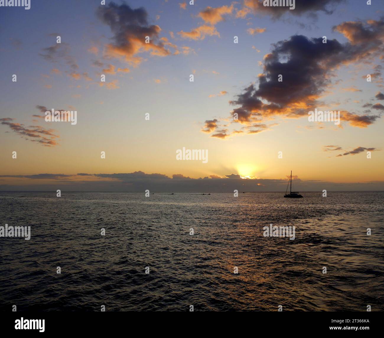 the sunset over the Indian ocean in Reunion island Stock Photo - Alamy