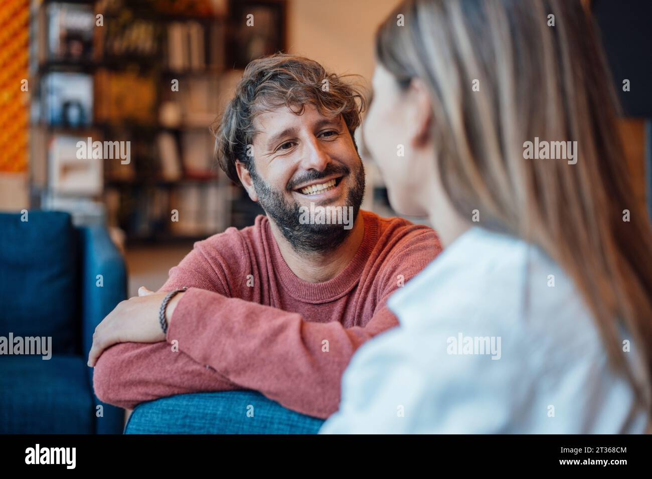 Happy family is talking at home hi-res stock photography and images - Alamy