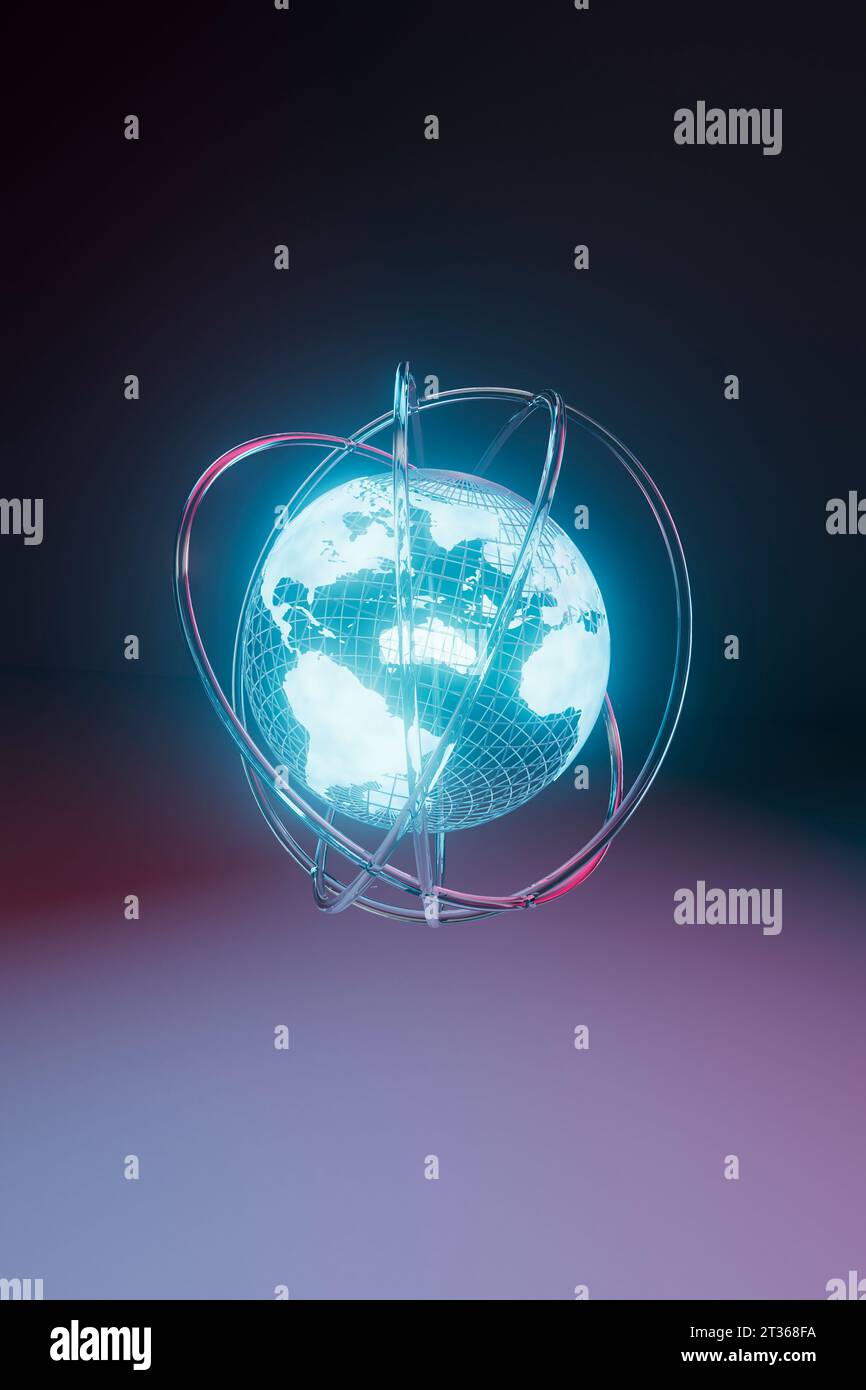 Three dimensional render of planet Earth resembling atom Stock Photo ... Three dimensional render of planet Earth resembling atom Stock Photo ...