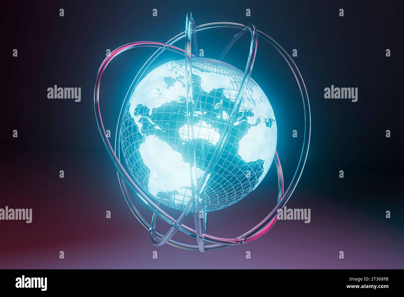 Three dimensional render of planet Earth resembling atom Stock Photo ...