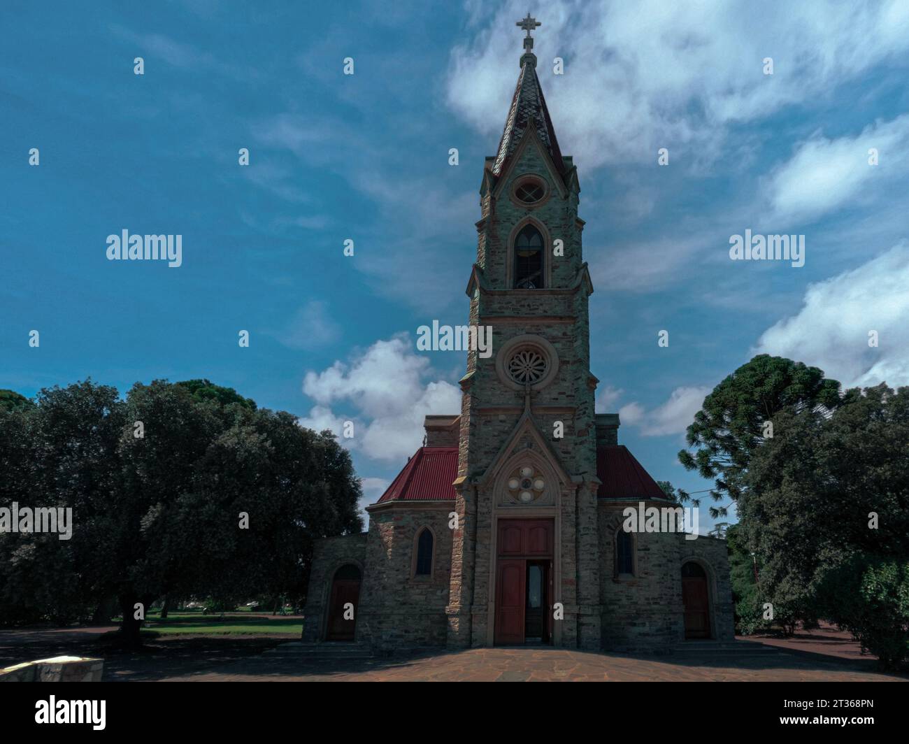 Church in Tornquist Square is a catholic old building Stock Photo - Alamy